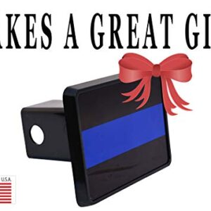 Black & Blue Thin Blue Line Flag Trailer Hitch Cover Plug US Blue Lives Matter Police Officer Law Enforcement