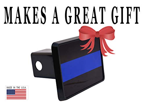 Black & Blue Thin Blue Line Flag Trailer Hitch Cover Plug US Blue Lives Matter Police Officer Law Enforcement