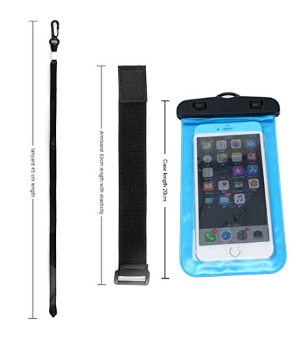 Adoretex Waterproof Case Dry Bag Pouch for Smartphone with Armband, 6"(PT-07) - Blue