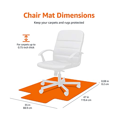 Amazon Basics Polycarbonate Office Chair Mat with Lip for Low to Medium Pile Carpet, ‎Rectangular, Clear, 47" x 35"