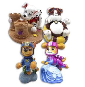 penn-plax paw patrol aquarium ornament bundle – includes chase, marshall, rubble, and skye – 4 pieces – mini