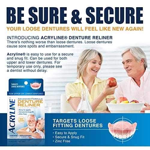 Acryline Advanced Formula Denture Reliner - Refit and Tighten Dentures/for Both Upper & Lower Dentures/Easy Application