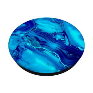 Blue-Marble-Effect - Light-Blue-Marbled-Design PopSockets PopGrip: Swappable Grip for Phones & Tablets