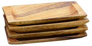 pacific merchants acaciaware 9 x 4 inch appetizer tray, set of 4