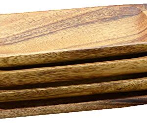 Pacific Merchants Acaciaware 9 x 4 Inch Appetizer Tray, Set of 4