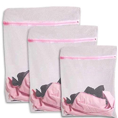 3Pcs Delicates Mesh Laundry Bags Net Washer Dryer Bag Travel Laundry Bag Clothing Zipper Washing Bags for Laundry, Blouse, Bra, Hosiery, Stocking, Underwear, Lingerie, Baby Clothes