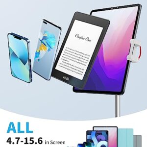 SAIJI Tablet Stand Holder, Height Adjustable Portable Monitor Stand, 360 Degree Rotating, Aluminum Alloy Cradle Mount Dock for 4.7"-15.6" Screen iPhone Samsung, iPad, Kindle, eBook Reader (Silver)