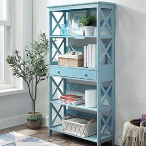 Convenience Concepts Oxford 5 Tier Bookcase with Drawer, Sea Foam