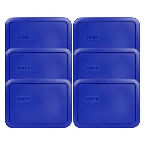 Pyrex 7210-PC 3 Cup Cadet Blue Rectangle Plastic Food Storage Lid - 6 Pack Made in the USA