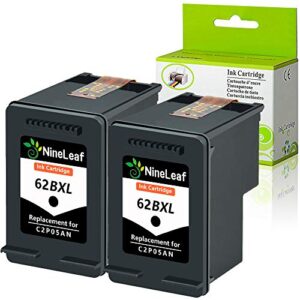 nineleaf remanufactured 62xl high yield ink cartridge c2p05an compatible for hp envy 5640 5642 5643 5644 5646 5660 7640 7645 officejet 5740 5741 5742 5743 5745 8040 200 250 printer （2 pack, black