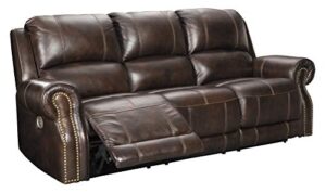 signature design by ashley buncrana traditional power reclining sofa with usb charging port, brown