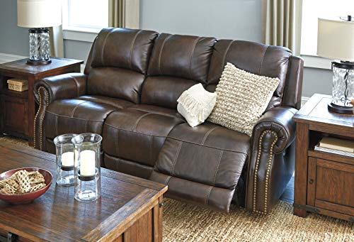 Signature Design by Ashley Buncrana Traditional Power Reclining Sofa with USB Charging Port, Brown