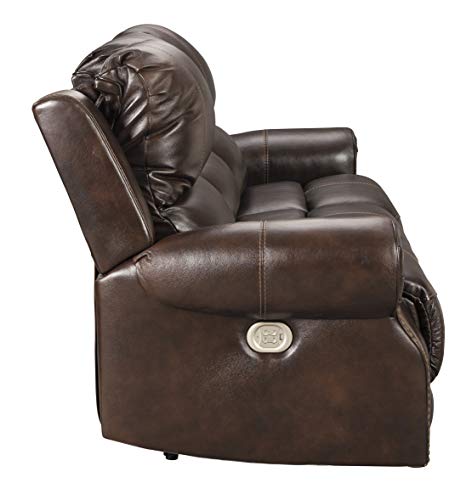 Signature Design by Ashley Buncrana Traditional Power Reclining Sofa with USB Charging Port, Brown