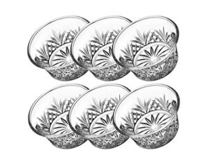 godinger bowl set - mini crystal prep, dip, dessert, bar dish bowls - set of 6, 2oz