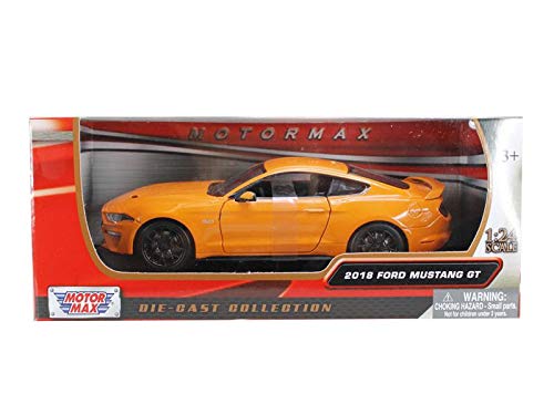 2018 Ford Mustang GT 5.0 Orange with Black Wheels 1/24 Diecast Model Car by Motormax 79352or