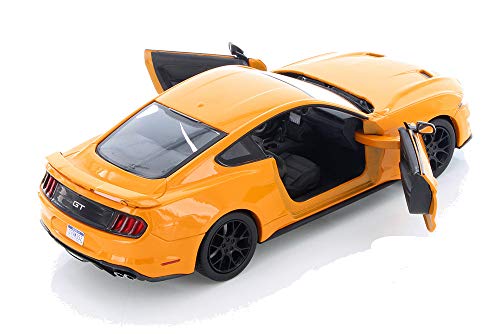 2018 Ford Mustang GT 5.0 Orange with Black Wheels 1/24 Diecast Model Car by Motormax 79352or