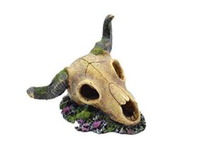 leoyoubei 6 x 7.5 inch aquarium decoration fish tank décor ornaments fish turtle hidden,amphibians bonsai beautification cave landscape pet reptile house sheep skull light brown