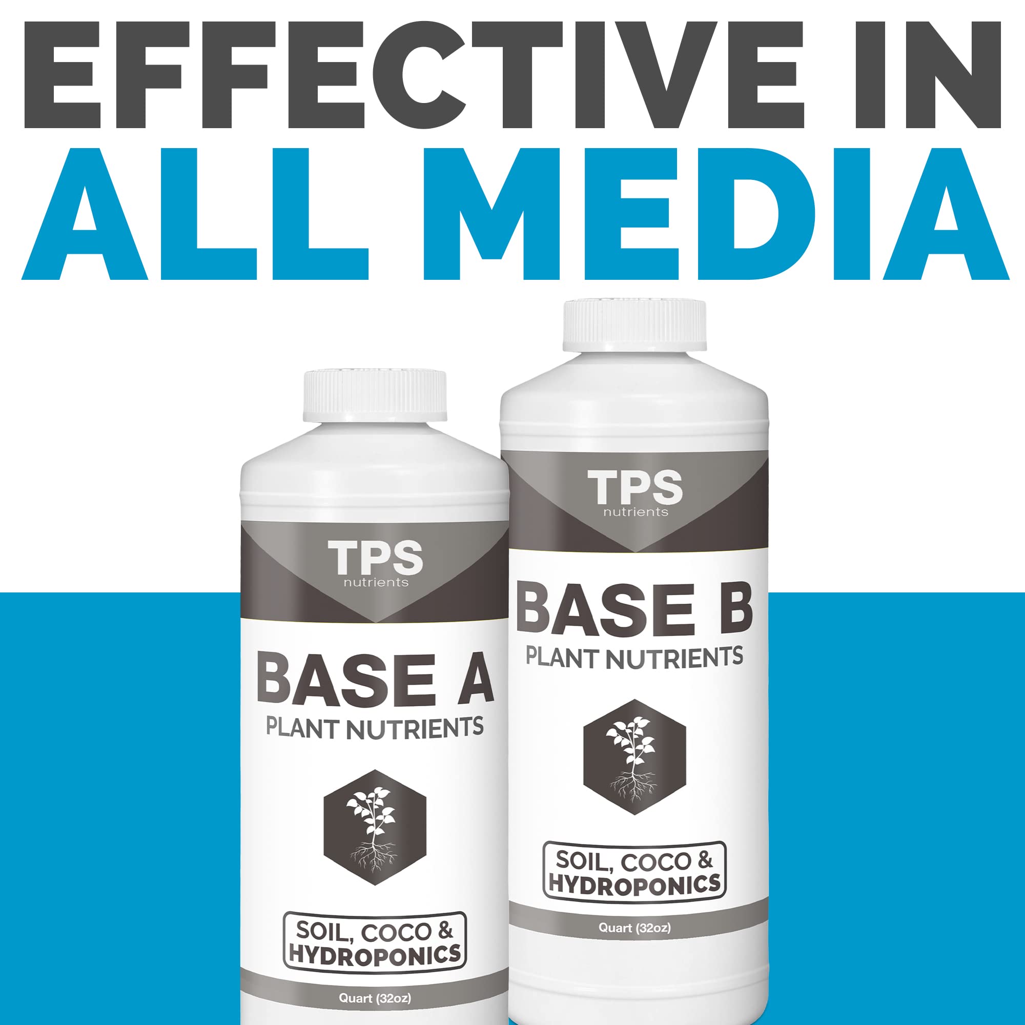 TPS Base A+B Two Part Set Complete Plant Growing Nutrient Formula for All Plants, for Both Soil and Hydro, Quart Set (2 x 32 oz)