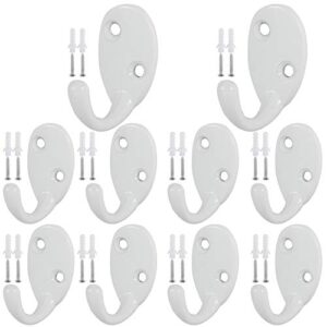 webi coat hooks wall mounted robe hooks wall hooks for towel closet clothes rail,10 packs,white,xzg-wht