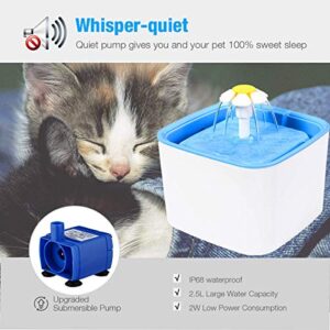 Happypapa Pet Water Fountain Pump Replacement Cat Fountain Replacement Pump for Flower Fountain 1.6L/2.5L Automatic Pet Water Dispenser Replacement Pump Come with Adapter