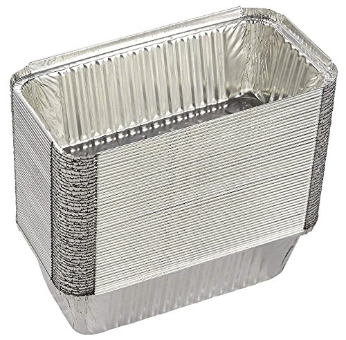 Large Aluminium Pans with Lids 8x4 In - (50 Pack) Disposable Foil Pan Food Containers - Best Tin Pans for Takeaway, Baking, Frozen & Food Storage