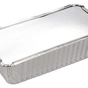 Large Aluminium Pans with Lids 8x4 In - (50 Pack) Disposable Foil Pan Food Containers - Best Tin Pans for Takeaway, Baking, Frozen & Food Storage