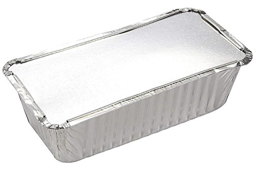 Large Aluminium Pans with Lids 8x4 In - (50 Pack) Disposable Foil Pan Food Containers - Best Tin Pans for Takeaway, Baking, Frozen & Food Storage