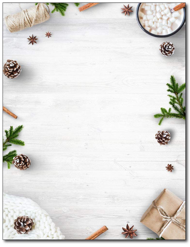 Minimal White Christmas Holiday Stationery - 80 Sheets - Great for Flyers, Invitations, or Letters