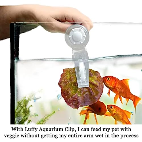 Luffy Betta Indian Almond Catappa Leaf Holder, 4" x 2" Large Suction Cup Clip Hold Plastic Cups for Crested & Leopard Gecko, Veggie & Seaweed Holder, for Goldfish, Guppy, Shrimp & Freshwater Fish