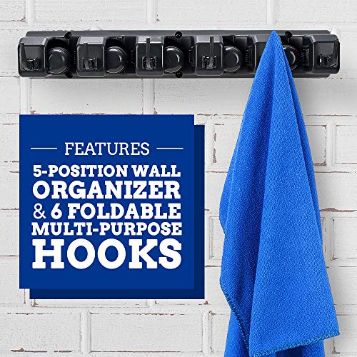 Alpine Mop And Broom Holder Wall Mount – Durable Holders For Garden Tools Broom Rake Gripper With 5 Slots & 6 Hooks - A Home Organization Must Haves