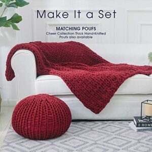 Cheer Collection Chunky Cable Knit Throw Blanket for Couch, Sofa, Bedroom and Living Room - Extra Soft and Cozy Decorative Throws - 50" x 60", Burgundy