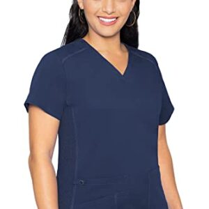 Med Couture Women's Touch Collection V-Neck Shirttail Hem Kerri Scrub Top, Navy, X-Large