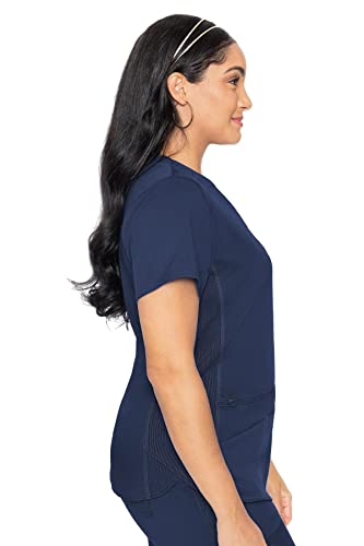 Med Couture Women's Touch Collection V-Neck Shirttail Hem Kerri Scrub Top, Navy, X-Large