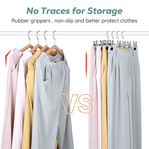 IEOKE Pant Hangers, 30 Pack Skirt Hangers with Clips Metal Trouser Clip Hangers for Heavy Duty Ultra Thin Space Saving