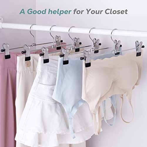 IEOKE Pant Hangers, 30 Pack Skirt Hangers with Clips Metal Trouser Clip Hangers for Heavy Duty Ultra Thin Space Saving