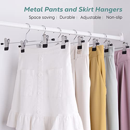 IEOKE Pant Hangers, 30 Pack Skirt Hangers with Clips Metal Trouser Clip Hangers for Heavy Duty Ultra Thin Space Saving