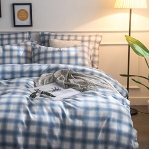 Merryfeel Duvet Cover Set,100% Cotton Rustic Plaid Flannel Comforter Cover with 2 Pillowshams, 3pieces Bedding Set -King