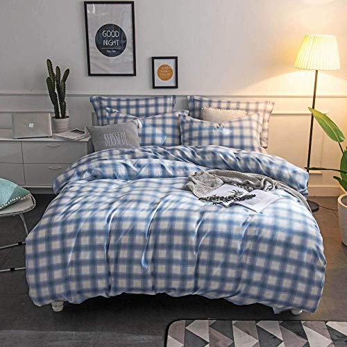 Merryfeel Duvet Cover Set,100% Cotton Rustic Plaid Flannel Comforter Cover with 2 Pillowshams, 3pieces Bedding Set -King