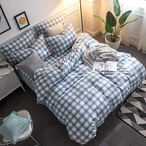 Merryfeel Duvet Cover Set,100% Cotton Rustic Plaid Flannel Comforter Cover with 2 Pillowshams, 3pieces Bedding Set -King