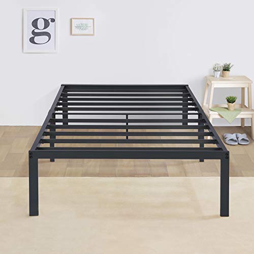 PrimaSleep 14 Inch Dura Steel Slat Bed Frame, Anti-Slip Support, Simple, Easy To Set Up-Gray, Twin