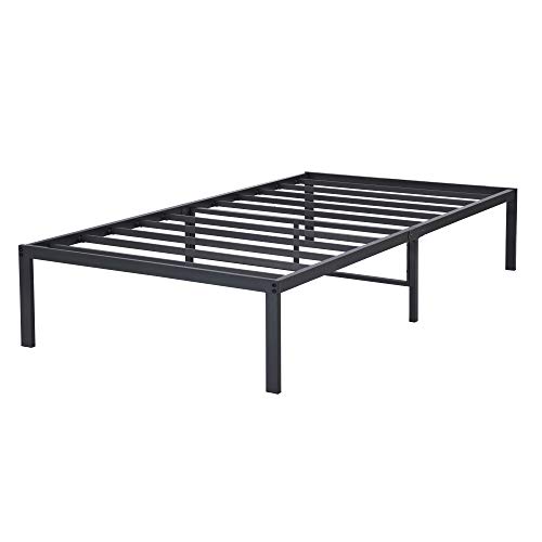 PrimaSleep 14 Inch Dura Steel Slat Bed Frame, Anti-Slip Support, Simple, Easy To Set Up-Gray, Twin