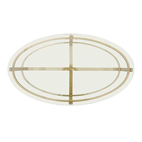 Christopher Knight Home Bell Tempered Glass Coffee Table | Round | Modern | Brass Finish, Clear