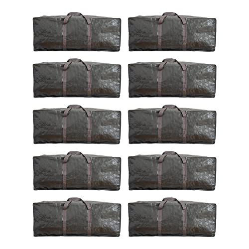 Klickpick Home Heavy Duty Reusable Extra Large Storage Bags , Laundry Bag Shopping Moving Totes Bags Underbed Storage Bins Zipper -Backpack Handles,Compatible with IKEA FRAKTA CART (Pack of 10)