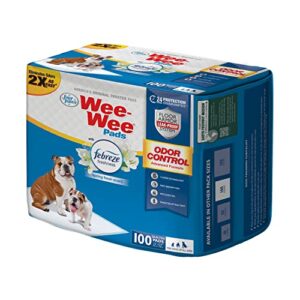 Four Paws Wee-Wee Odor Control with Febreze Freshness Pee Pads for Dogs - Dog & Puppy Pads for Potty Training - Dog Housebreaking & Puppy Supplies - 22" x 23" (100 Count),White