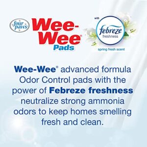 Four Paws Wee-Wee Odor Control with Febreze Freshness Pee Pads for Dogs - Dog & Puppy Pads for Potty Training - Dog Housebreaking & Puppy Supplies - 22" x 23" (100 Count),White