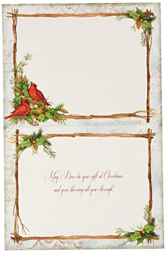 LANG Cardinal Christmas Assorted Two-Set Card, Exclusive LANG Artwork by Susan Winget for LANG, 18 Cards & 19 Envelopes, Glitter Embellishment, Linen-Embossed Card, Size: 5.375" x 6.875" (1008115)