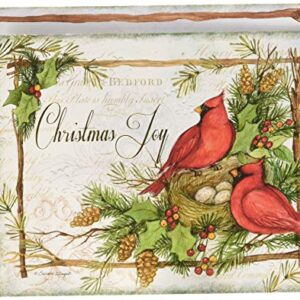 LANG Cardinal Christmas Assorted Two-Set Card, Exclusive LANG Artwork by Susan Winget for LANG, 18 Cards & 19 Envelopes, Glitter Embellishment, Linen-Embossed Card, Size: 5.375" x 6.875" (1008115)