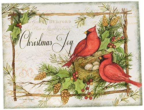 LANG Cardinal Christmas Assorted Two-Set Card, Exclusive LANG Artwork by Susan Winget for LANG, 18 Cards & 19 Envelopes, Glitter Embellishment, Linen-Embossed Card, Size: 5.375" x 6.875" (1008115)