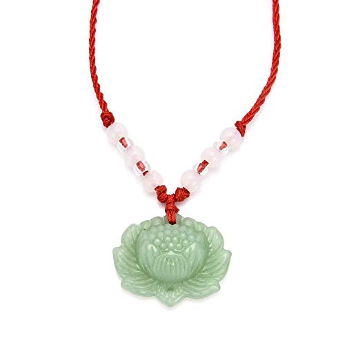 BAIBUE BUESAWAN Natural Green Jade Lotus Pendant Necklace Fashion Lucky Charm Pendant Jewelry