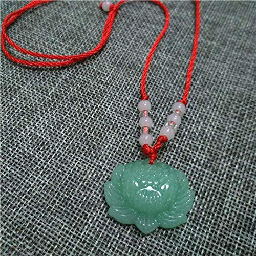 BAIBUE BUESAWAN Natural Green Jade Lotus Pendant Necklace Fashion Lucky Charm Pendant Jewelry